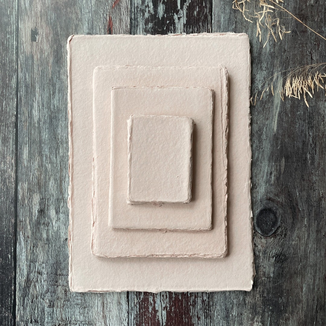 Blush Handmade Paper | PACK OF 5 SHEETS | Recycled Cotton Rag Paper ...