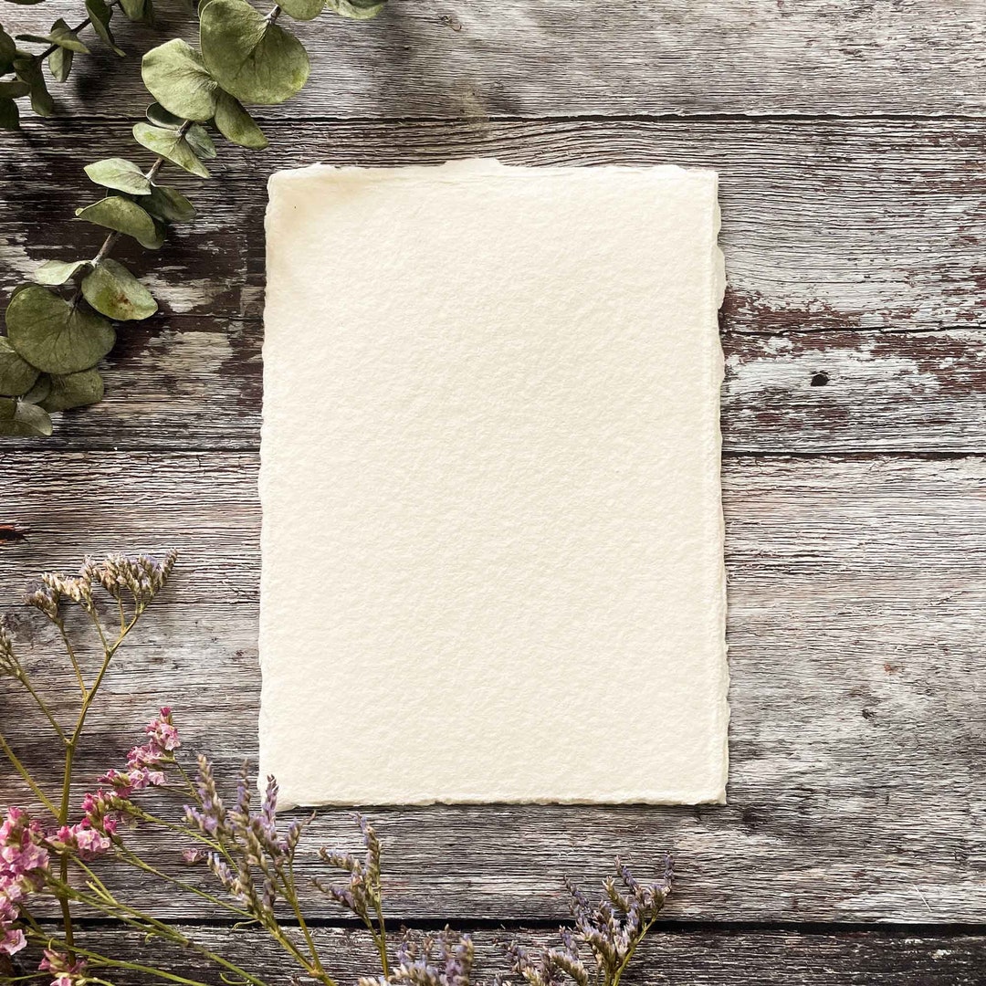 Ivory Handmade Card | PACK OF 5 SHEETS | Deckle Edge Card Made From ...
