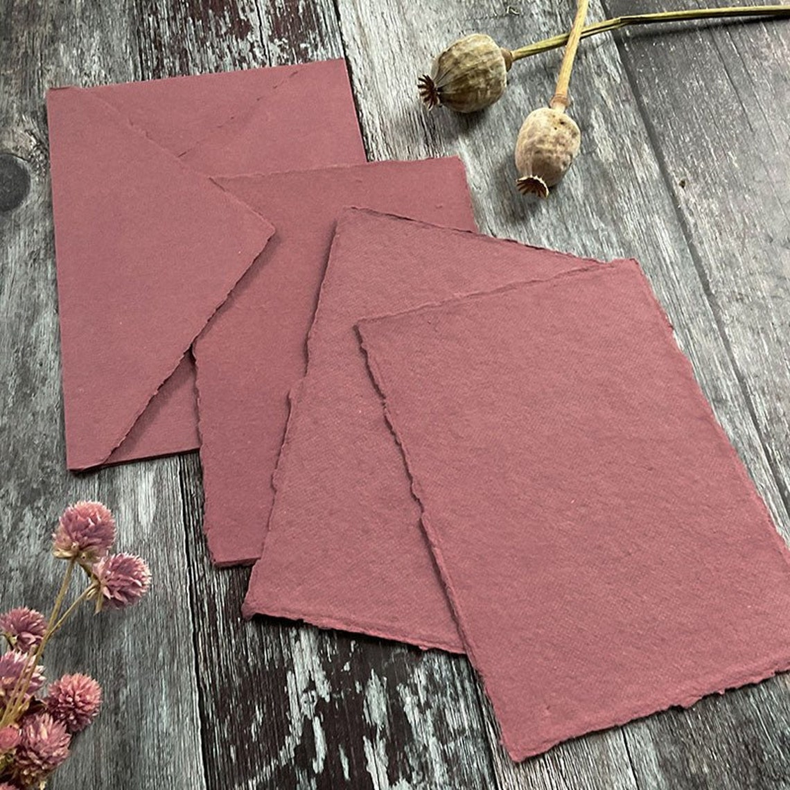 Dusky Rose Handmade Paper | PACK OF 5 SHEETS | Recycled Cotton Rag ...