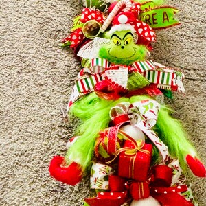 Beautiful X-large Green Monster Garland With Green Monsters ,fuzzy Hat ...