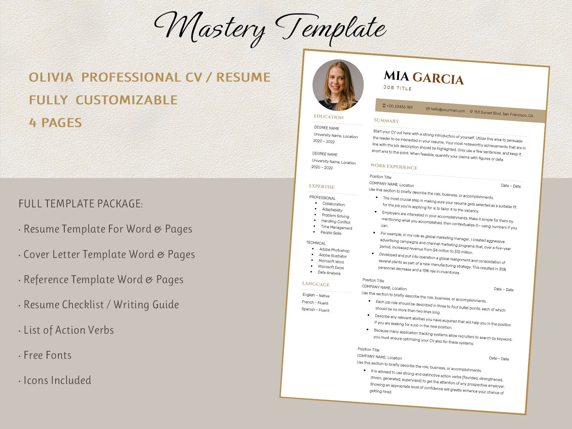 Creative Resume Template CV Template for Word Resume / CV - Etsy