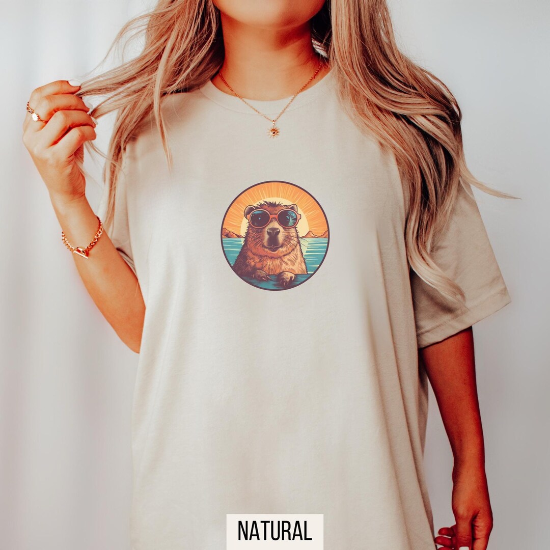 Retro Capybara Sunset Shirt for Capybara Lovers Fun Chill Capybara ...