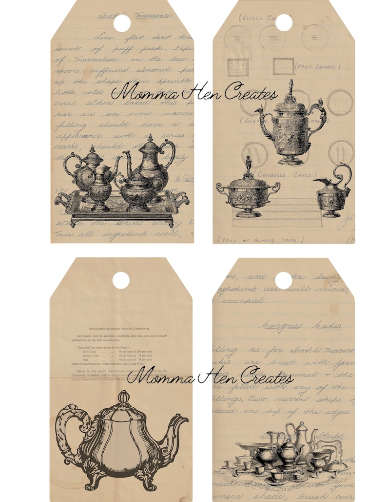 Vintage Tags, Journal Tags, Neutral Tag Base, 'digital Background ...