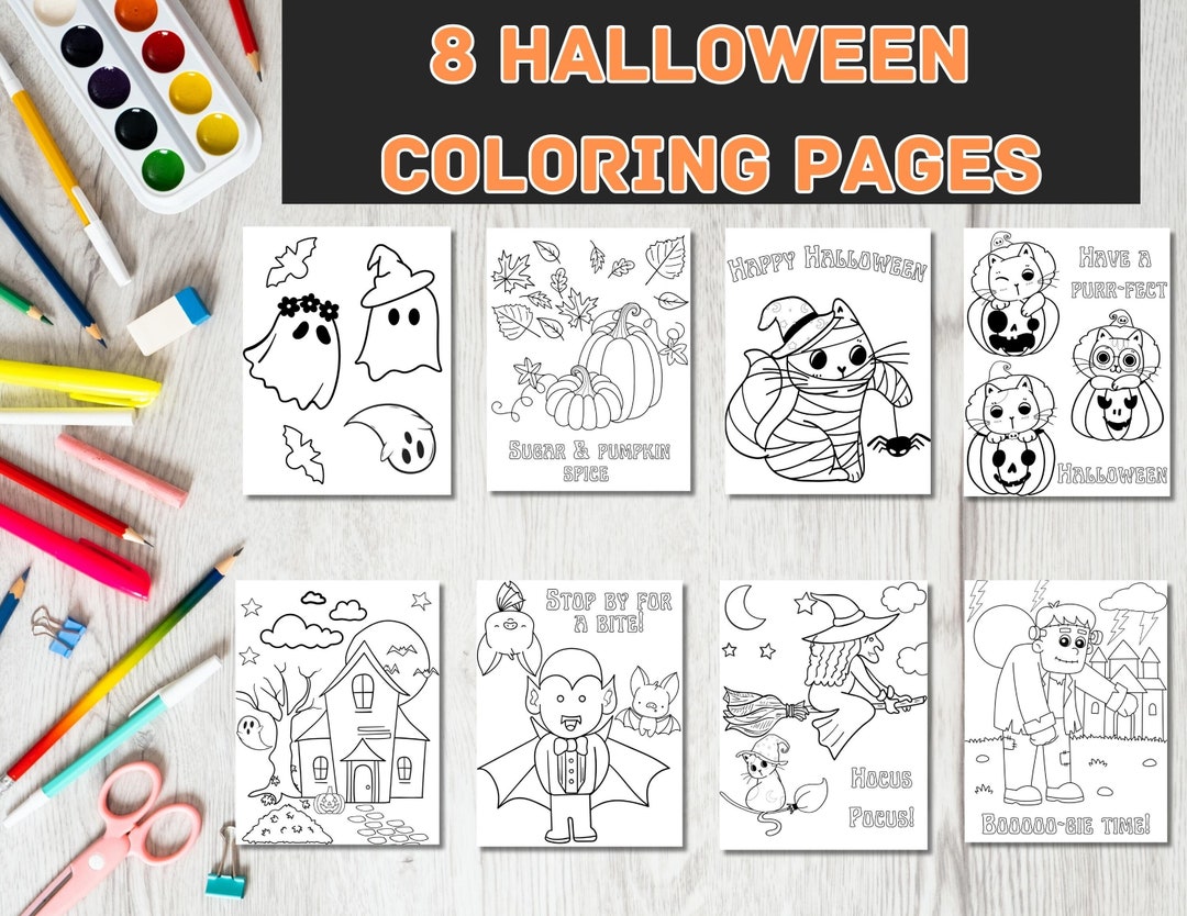 Halloween Coloring Pages, Children, Adult, Printable, Instant Download ...
