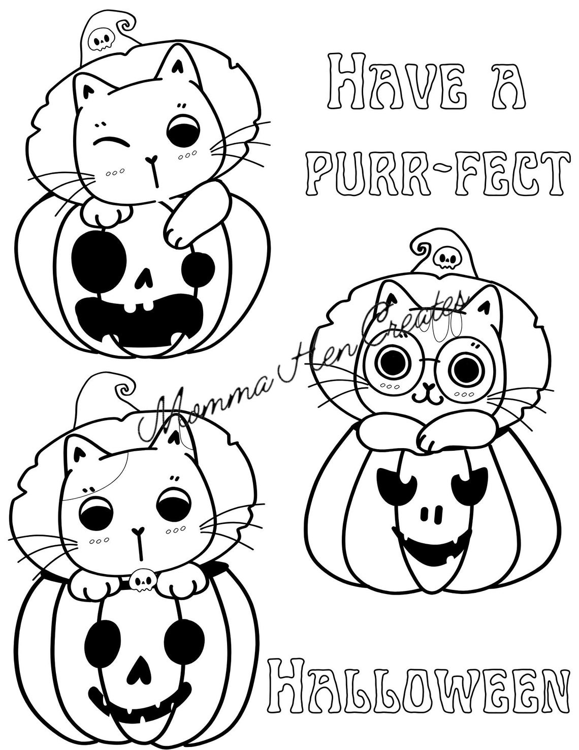 Halloween Coloring Pages, Children, Adult, Printable, Instant Download ...