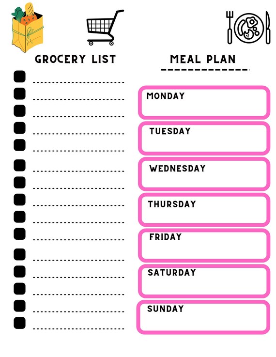 Grocery List Meal Planner Planner - Etsy