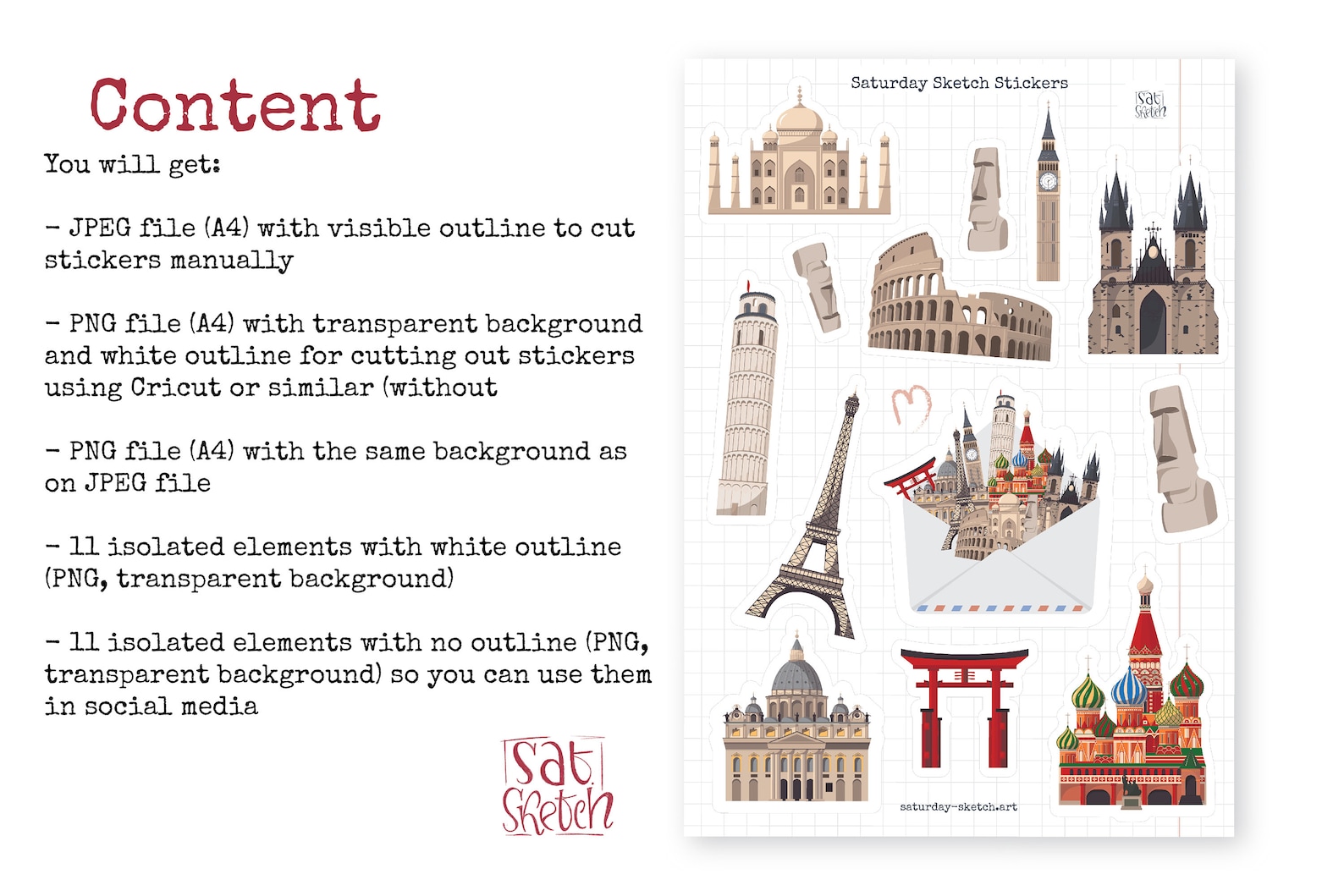 Stickerpack world Tour Digital File Ready to Print and Cut Stickers for ...