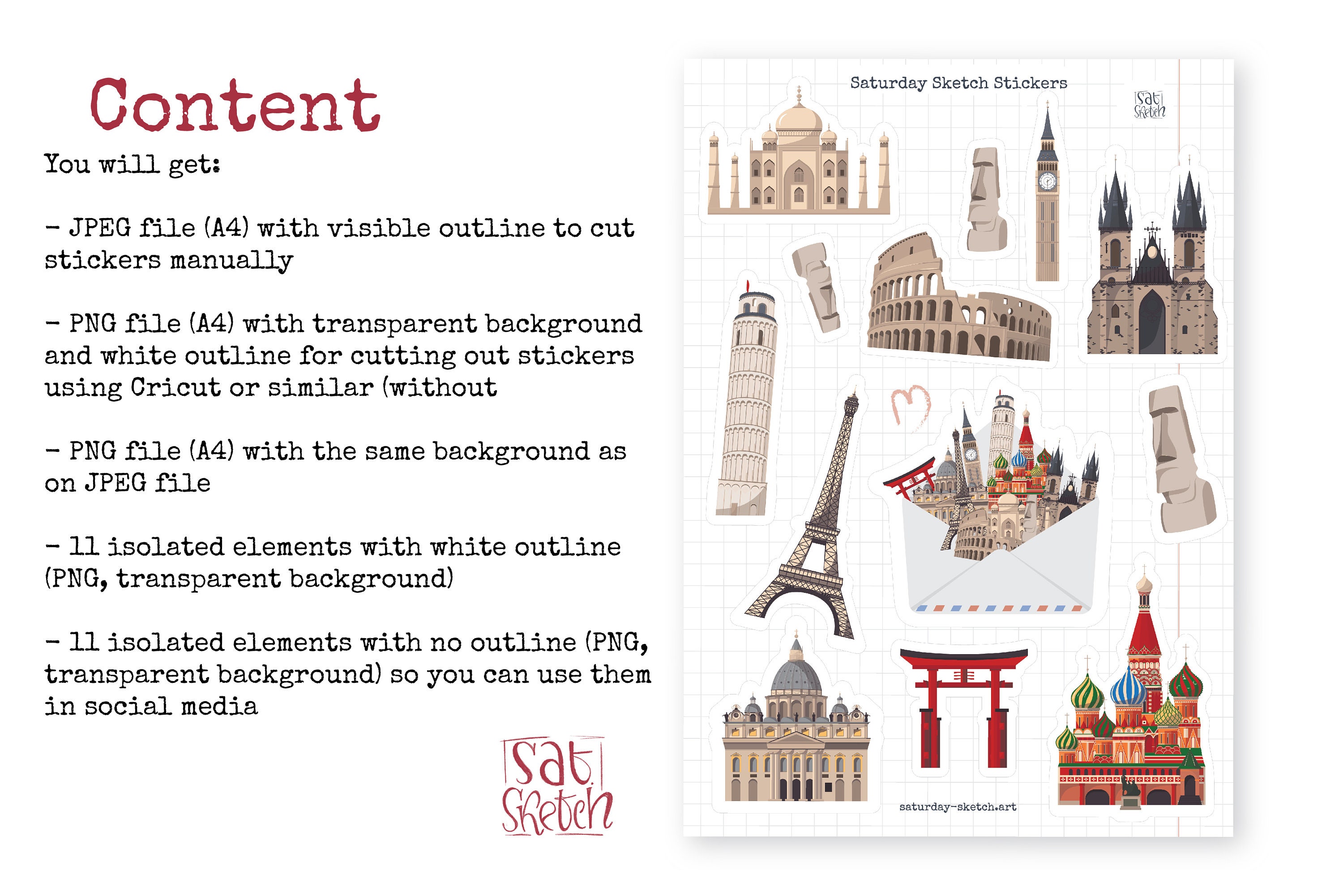 Stickerpack world Tour Digital File Ready to Print and Cut Stickers for ...