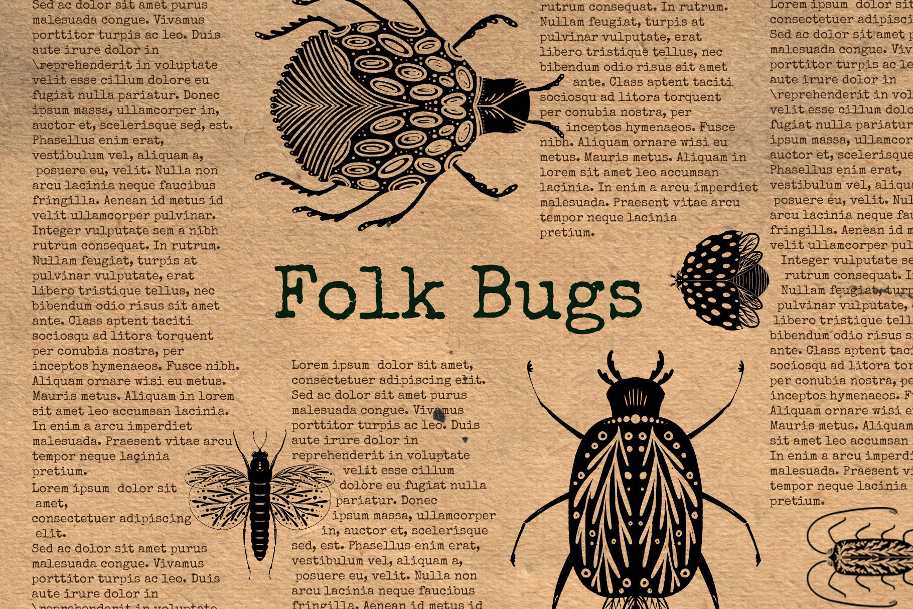 Folk Bugs - Set of High Quality PNG and Vector EPS Images | Vibrant ...