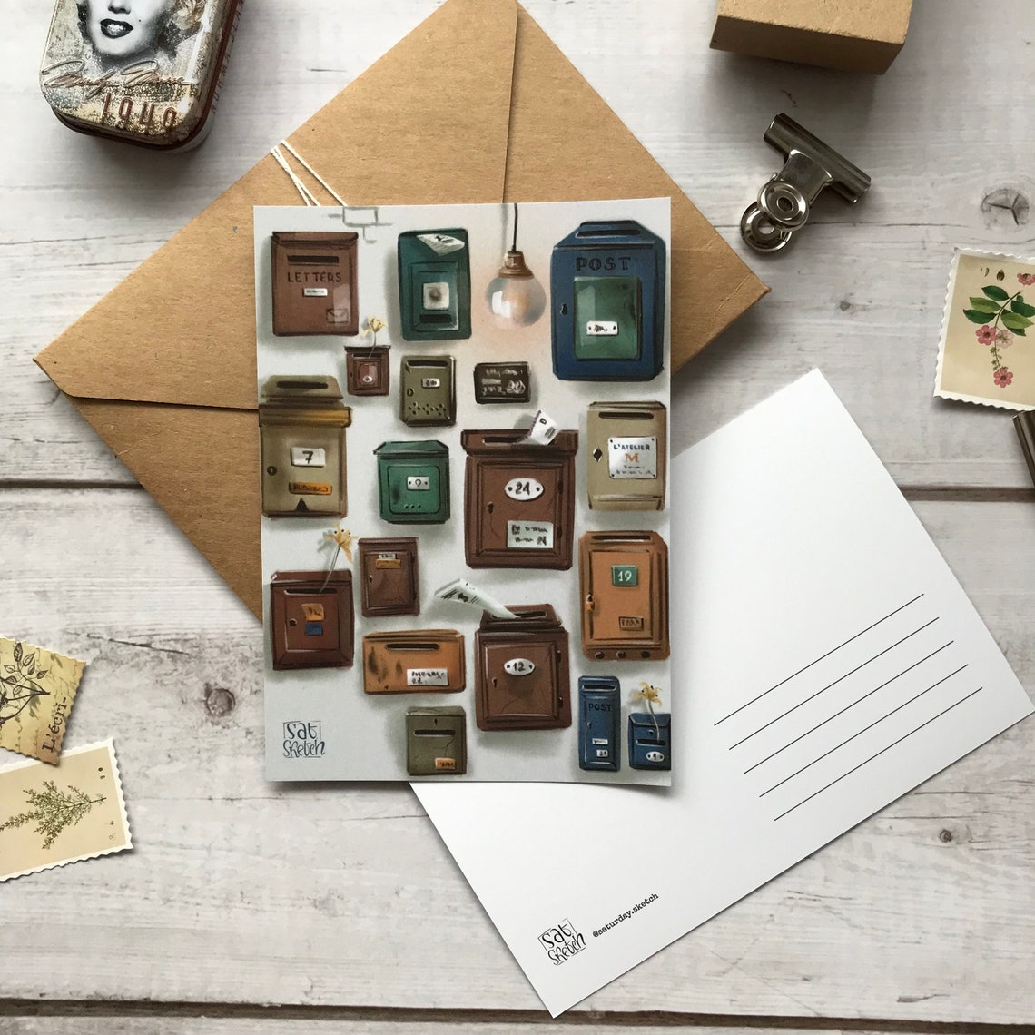 Postcard Mailboxes Art Illustration Card Postcrossing Cute Picture ...