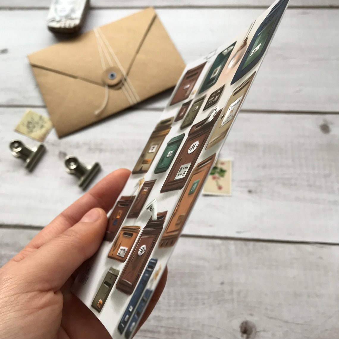 Postcard Mailboxes Art Illustration Card Postcrossing Cute Picture Flower Image Small Gift for ...