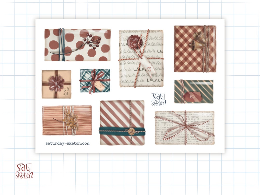 Stickers vintage Christmas Gifts Sticker Sheet Gift Packaging Small ...