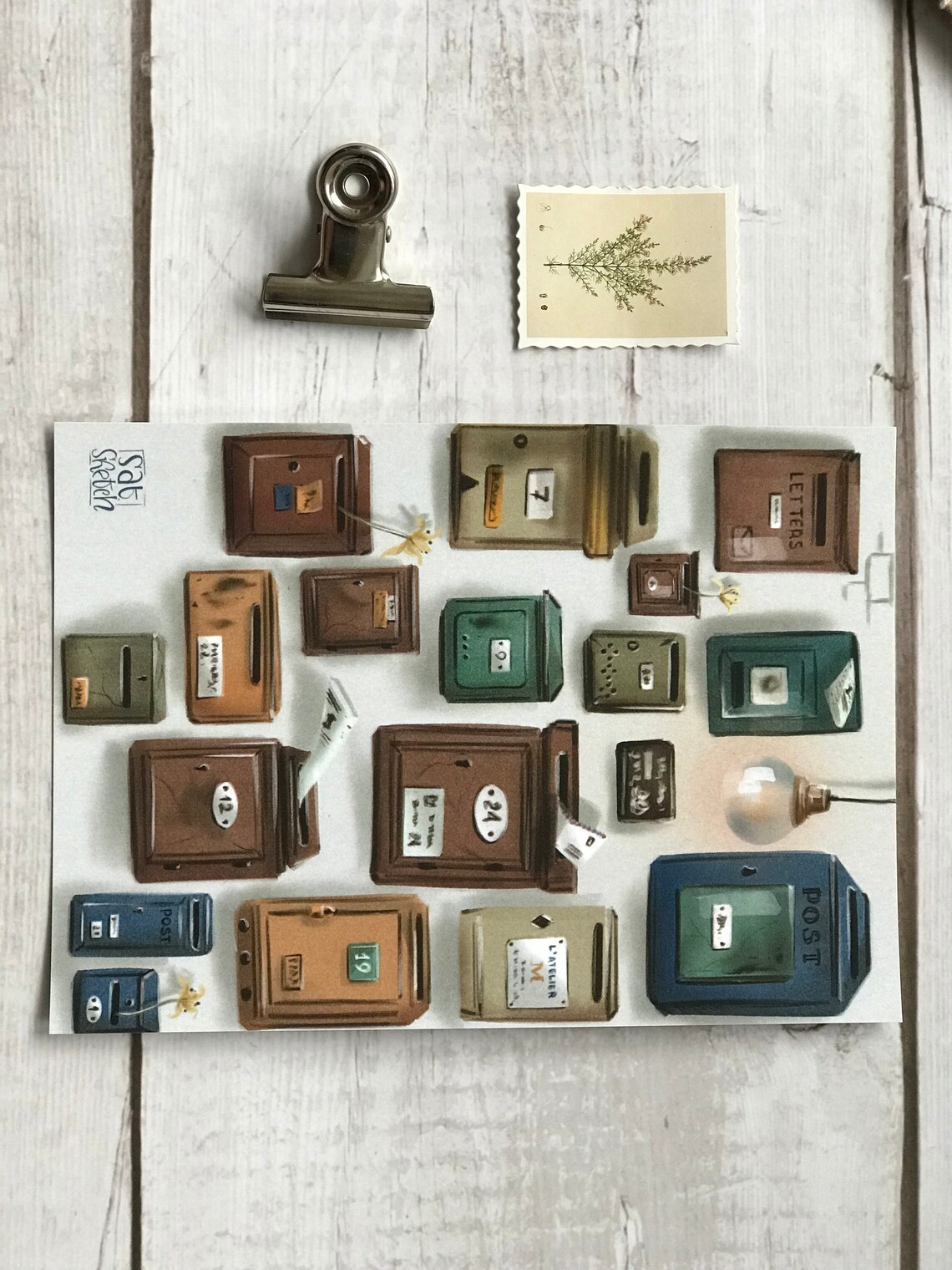 Postcard Mailboxes Art Illustration Card Postcrossing Cute Picture ...