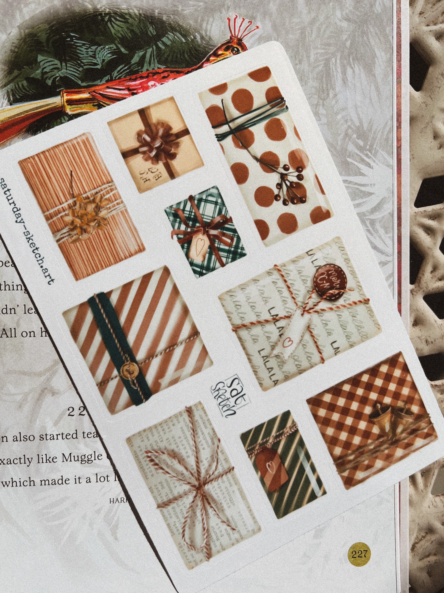 Stickers vintage Christmas Gifts Sticker Sheet Gift Packaging Small ...