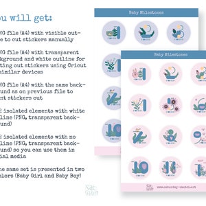 Stickerpack “baby Milestones” Digital Files Ready to Print and Cut ...