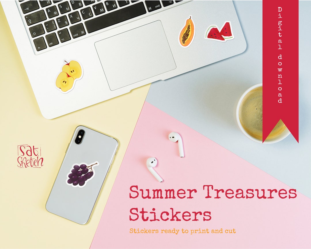 Stickerpack summer Treasures Digital Files Ready to Print and Cut - Etsy