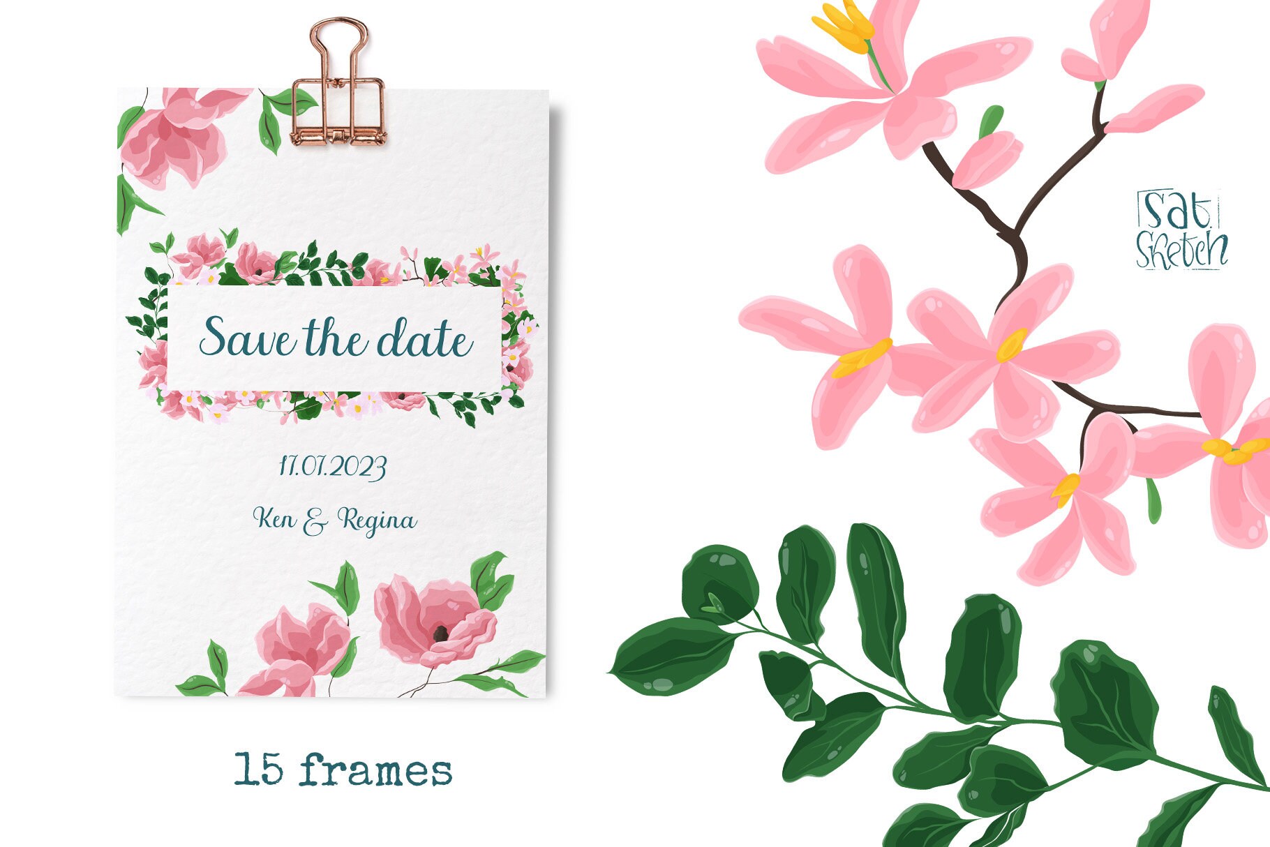 Seasons Spring Vector Flowers Collection Wedding or Birthday Party ...