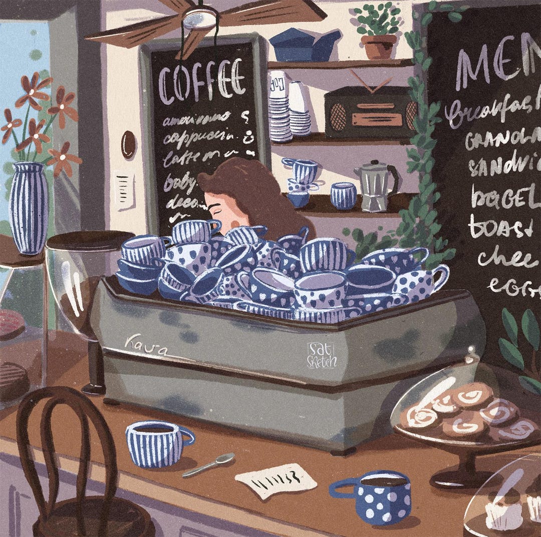 Cozy Cafe Charming Square Postcard With Authentic Coffeeshop ...