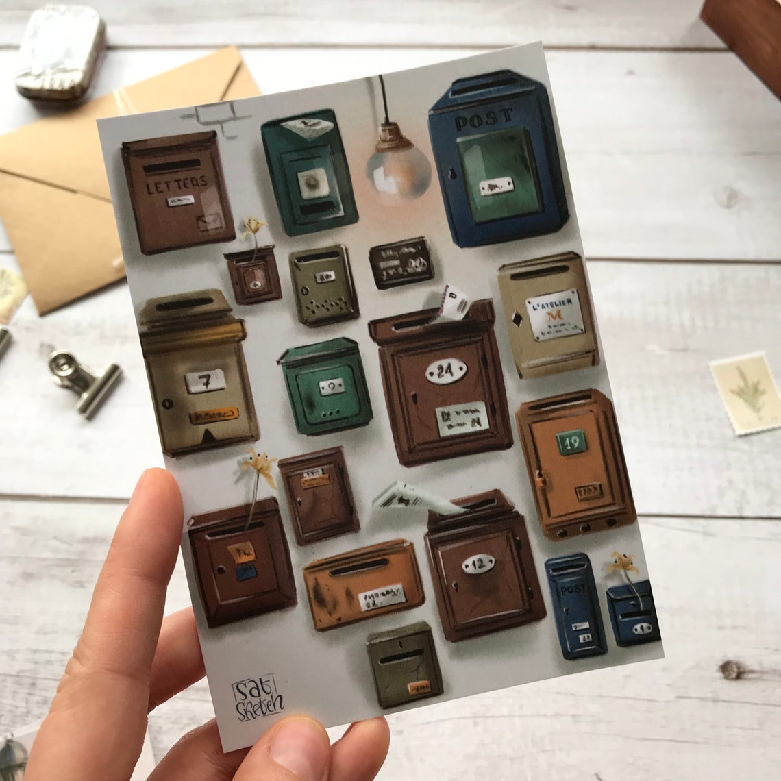 Postcard Mailboxes Art Illustration Card Postcrossing Cute Picture ...