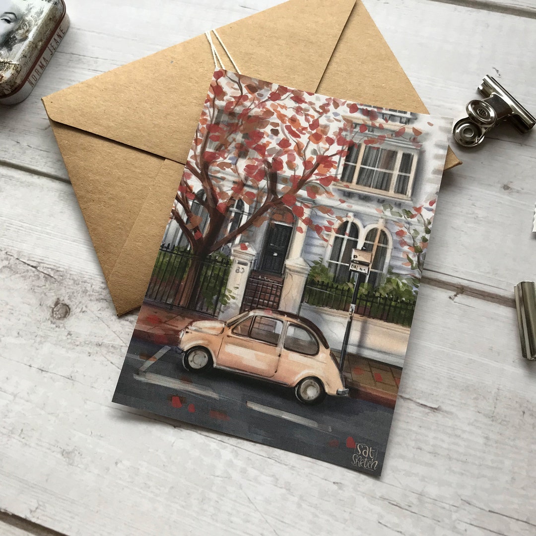 Postcard Retro Car Art Illustration Card Postcrossing Cute Picture ...