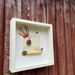Up up and Away Handmade Sea Glass Birds in a Hot Air Balloon Framed ...