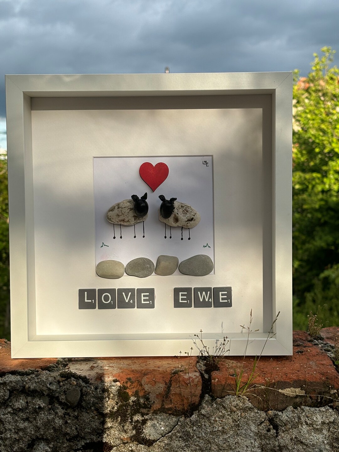 I Love Ewe Sheep Pebble Art Framed Picture Wall Art Anniversary ...