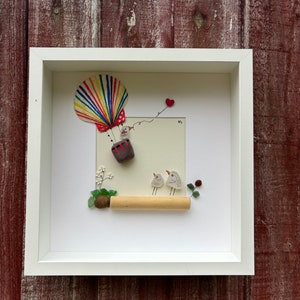 Up up and Away Handmade Sea Glass Birds in a Hot Air Balloon Framed ...