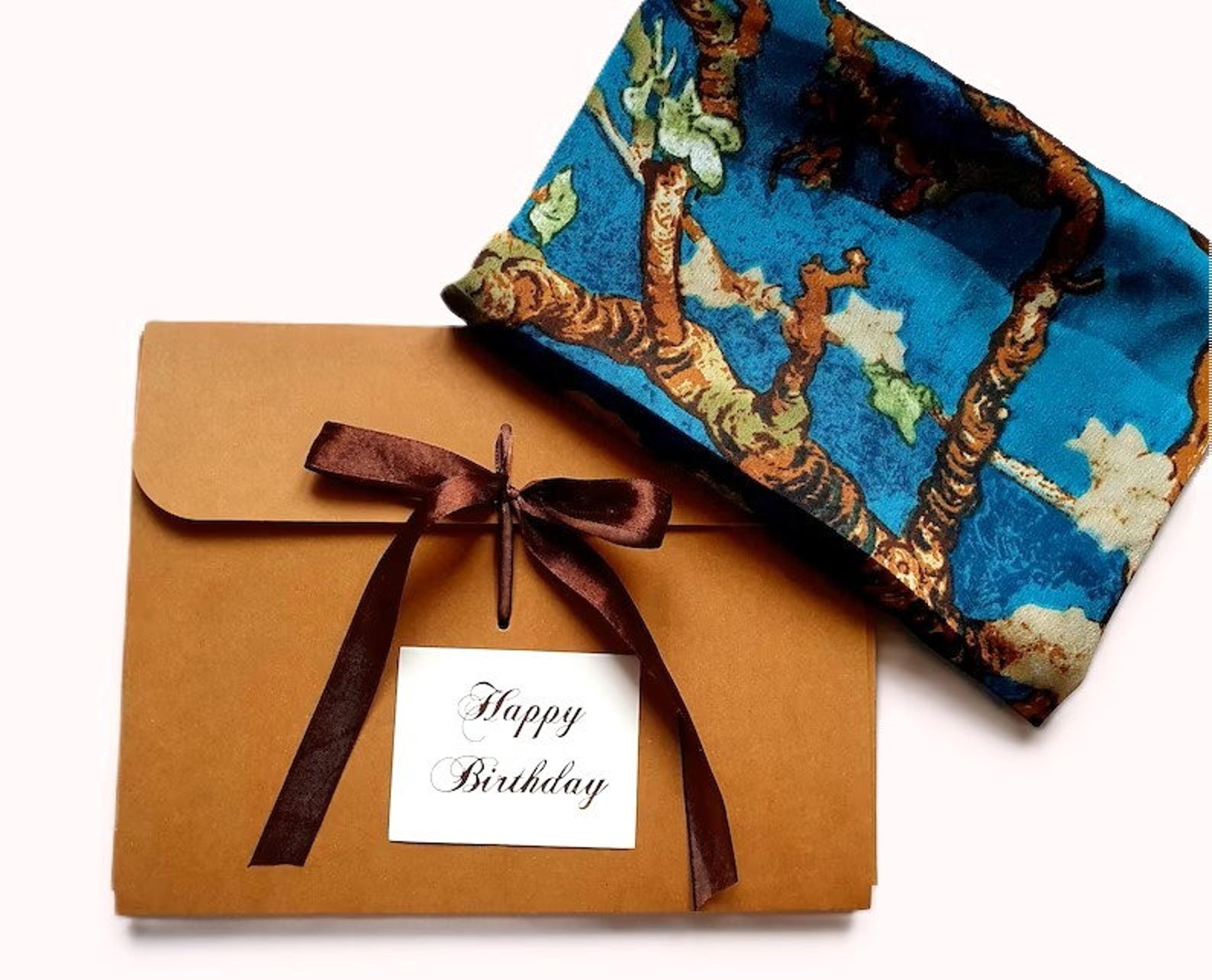 Luxury Soft Silky Scarf, Van Gogh Almond Blossom Scarf, Personalised ...