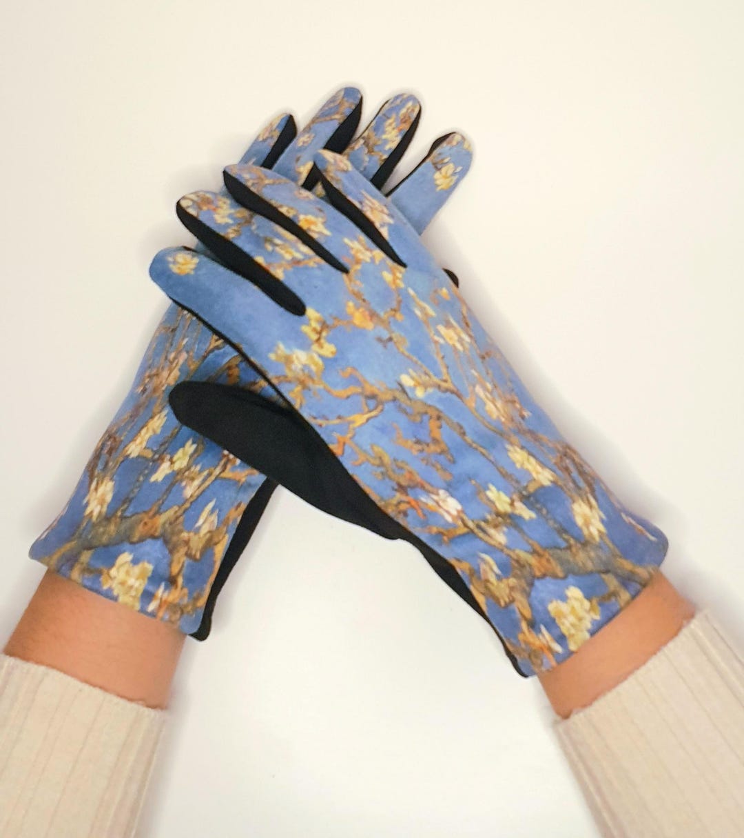 Van Gogh Almond Blossom Print Gloves, Women Suede Gloves, Touch-screen ...