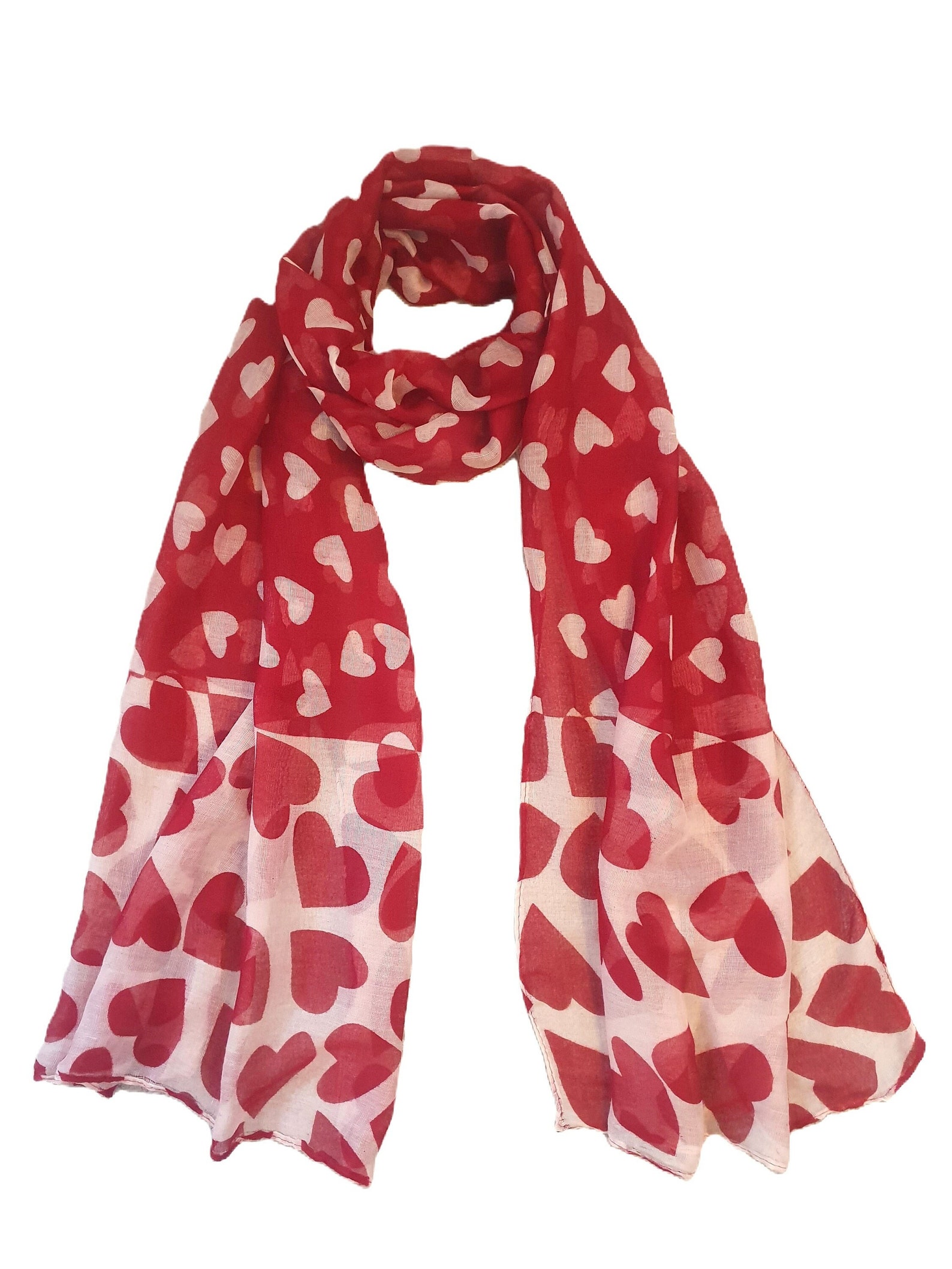 Heart Print Red Scarf, Mother's Day Gift for Her, Gift for Girlfriend ...