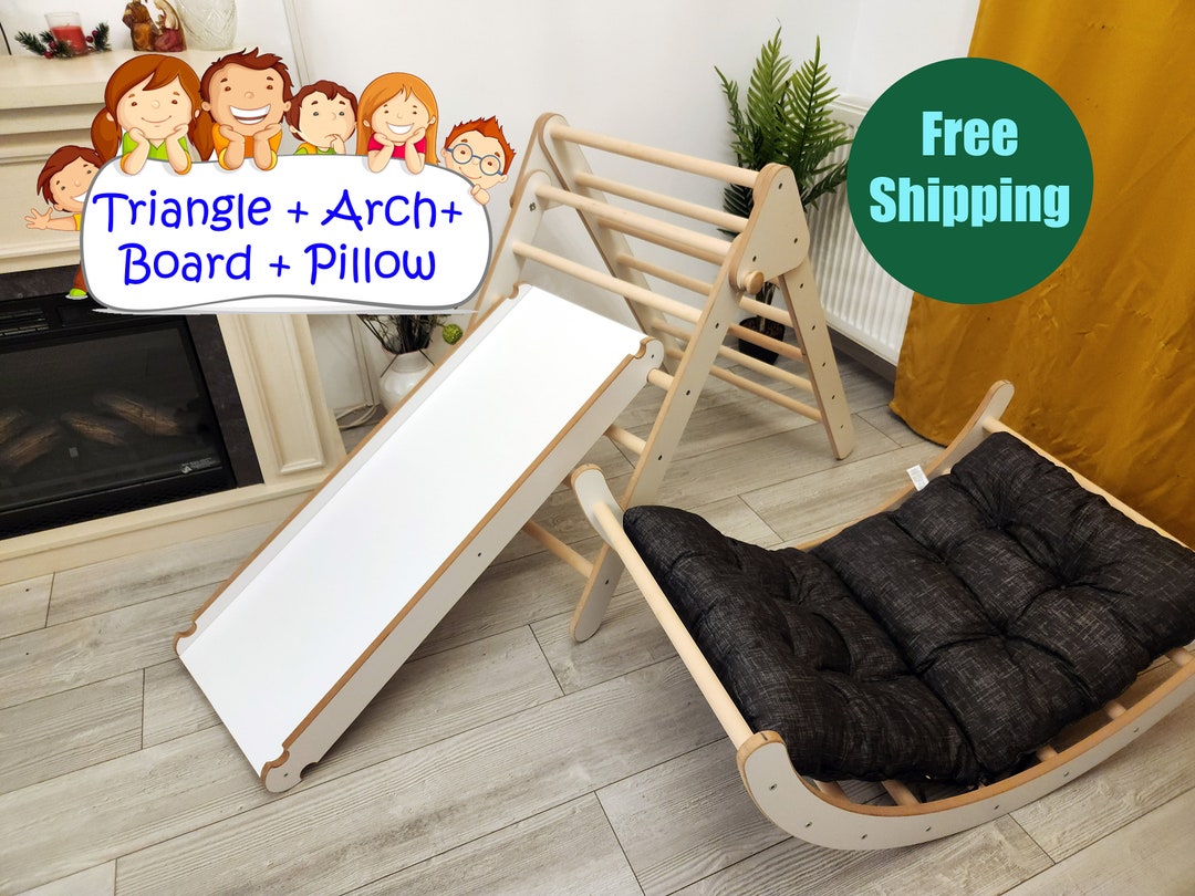 Climbing Triangle Montessori Baby Play Climber Set for Toddler, Large ...
