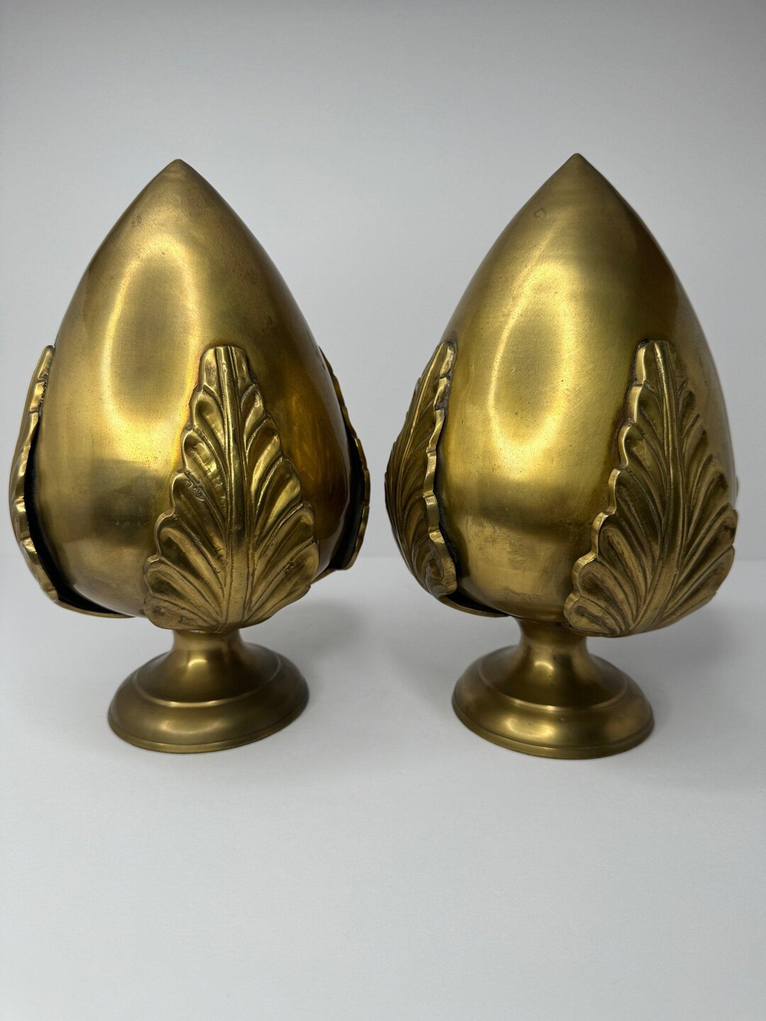 Rare Pair of Tall Brass Acorn Finial Bookends - Etsy