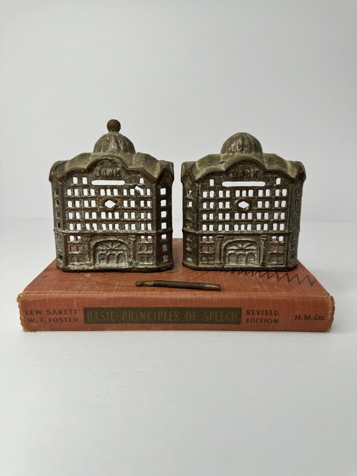 Victorian Antique Cast Iron bank Building Coin Bank - Etsy