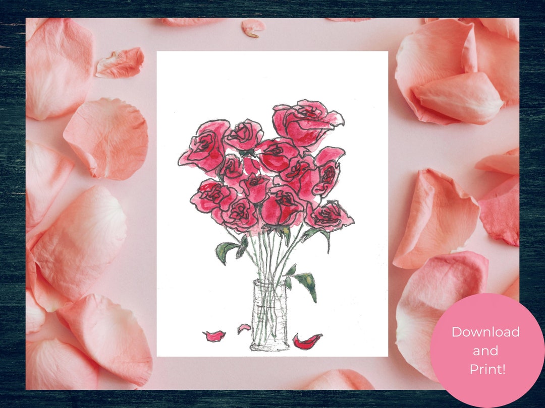 Printable Mother's Day Card | Roses for Mom | 5x7 Blank Card | Happy ...