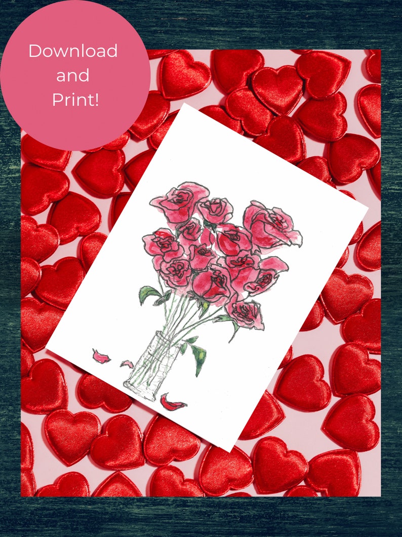 Printable Mother's Day Card | Roses for Mom | 5x7 Blank Card | Happy ...