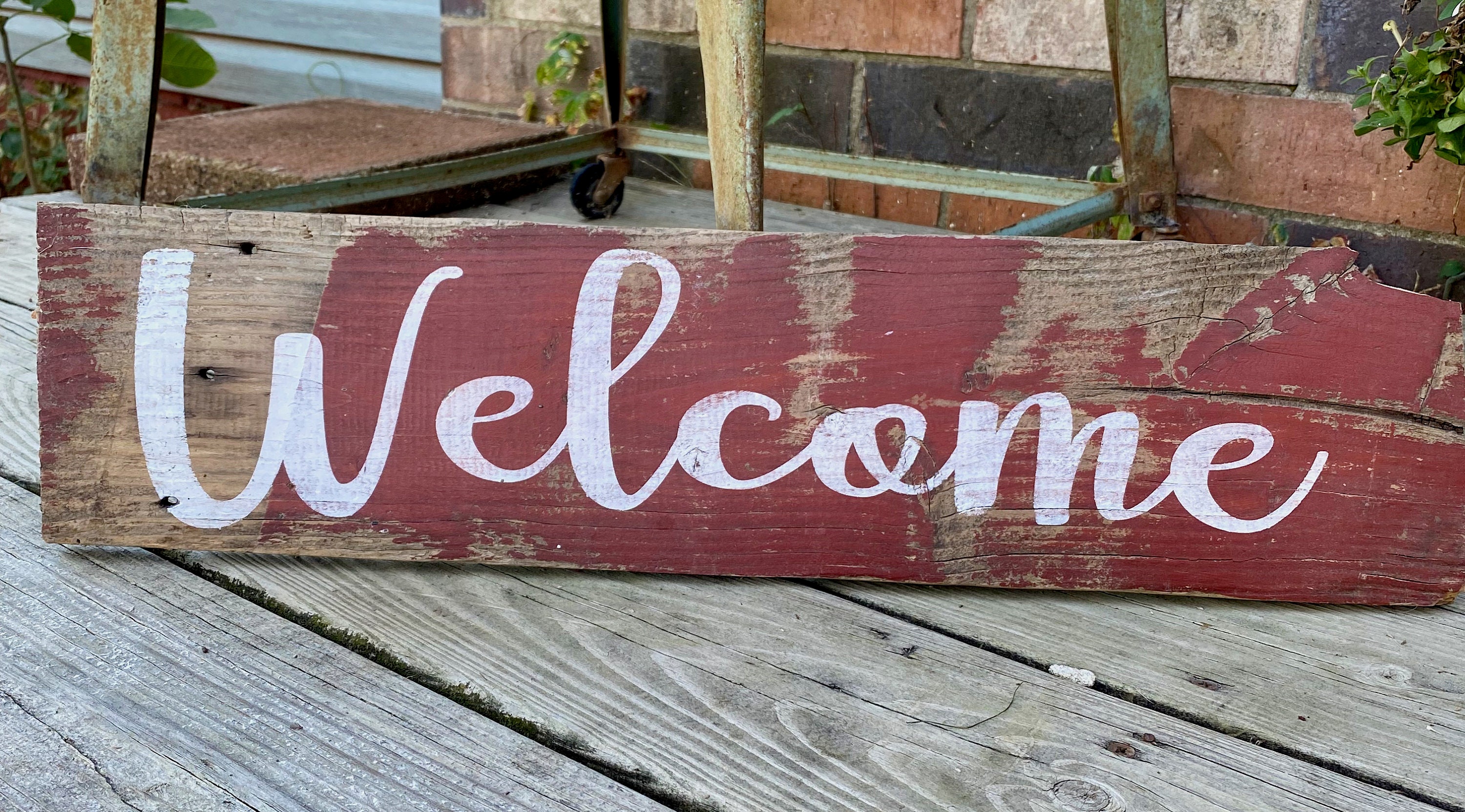Barn Wood Welcome Sign Hand Painted Salvaged Wood Rustic - Etsy