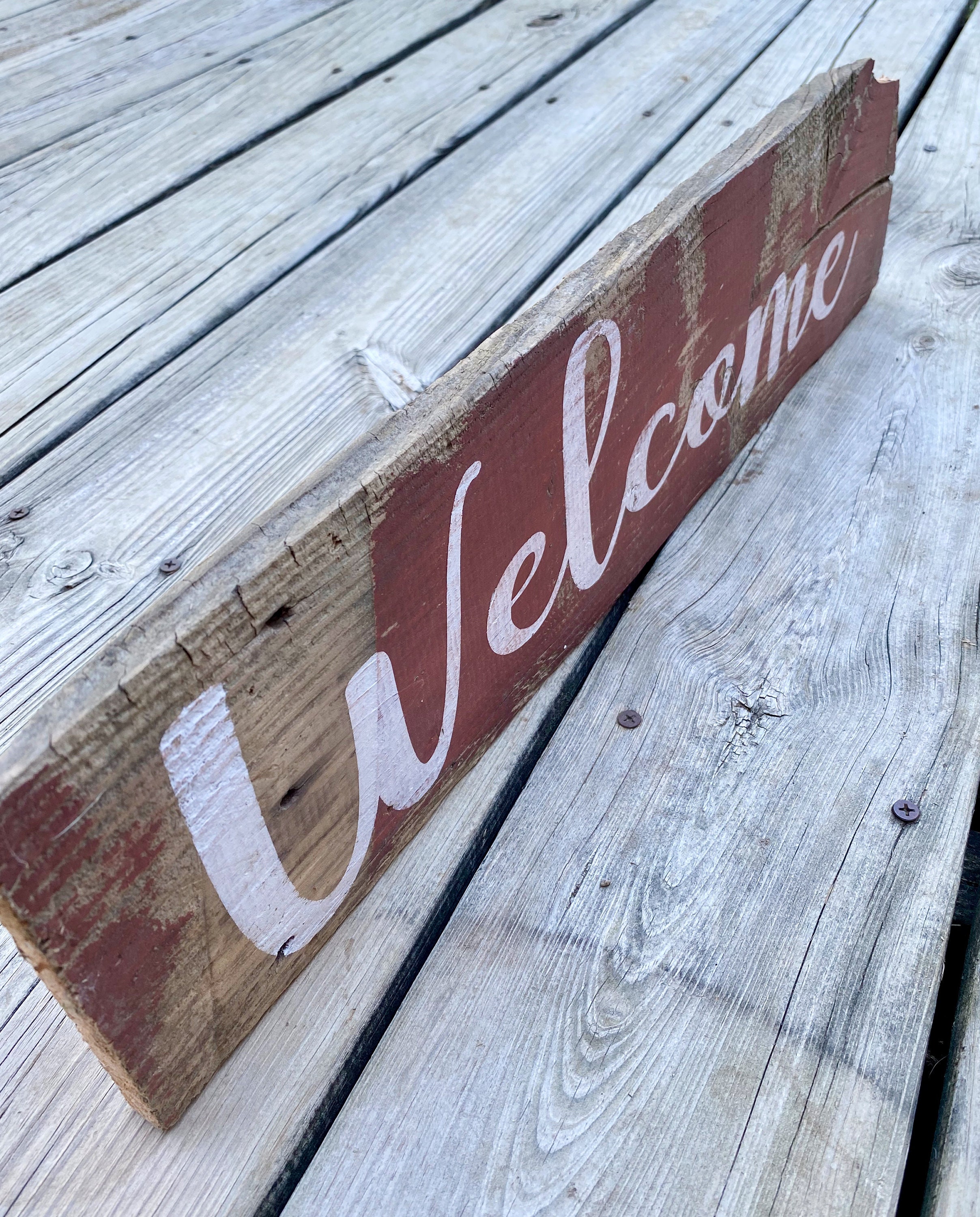 Barn Wood Welcome Sign Hand Painted Salvaged Wood Rustic - Etsy