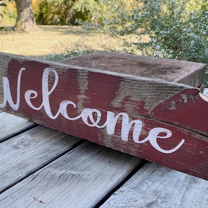 Barn Wood Welcome Sign Hand Painted Salvaged Wood Rustic - Etsy