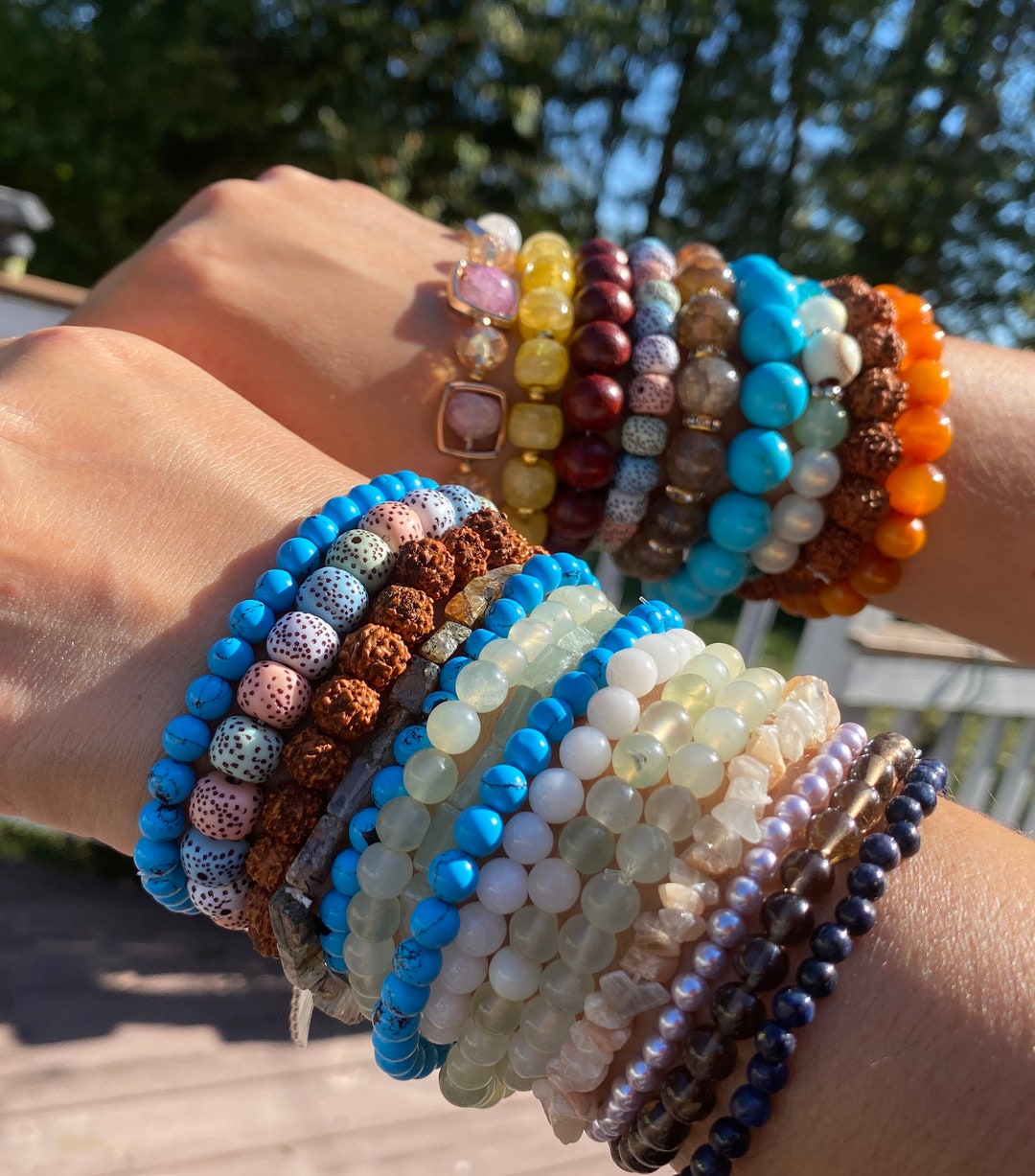 Handmade Semi-precious Stone Bracelet Healing Gemstone Jewelry Unique ...