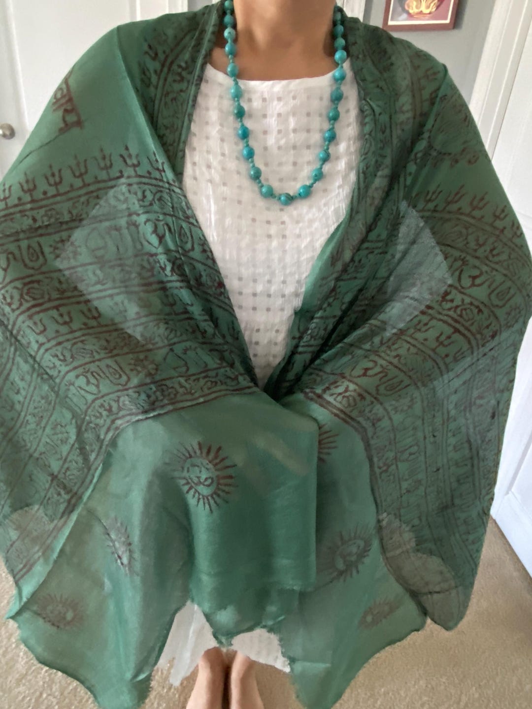 Premium Om Scarf, Handcrafted Spiritual Wrap, Soft Meditation Shawl ...