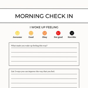 Morning & Night-time Check-ins for Mental Health. Digital Download. - Etsy