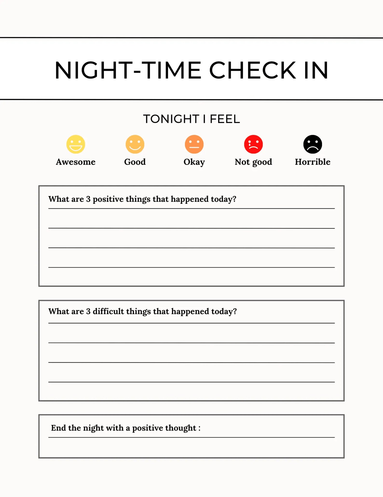 Morning & Night-time Check-ins for Mental Health. Digital Download. - Etsy