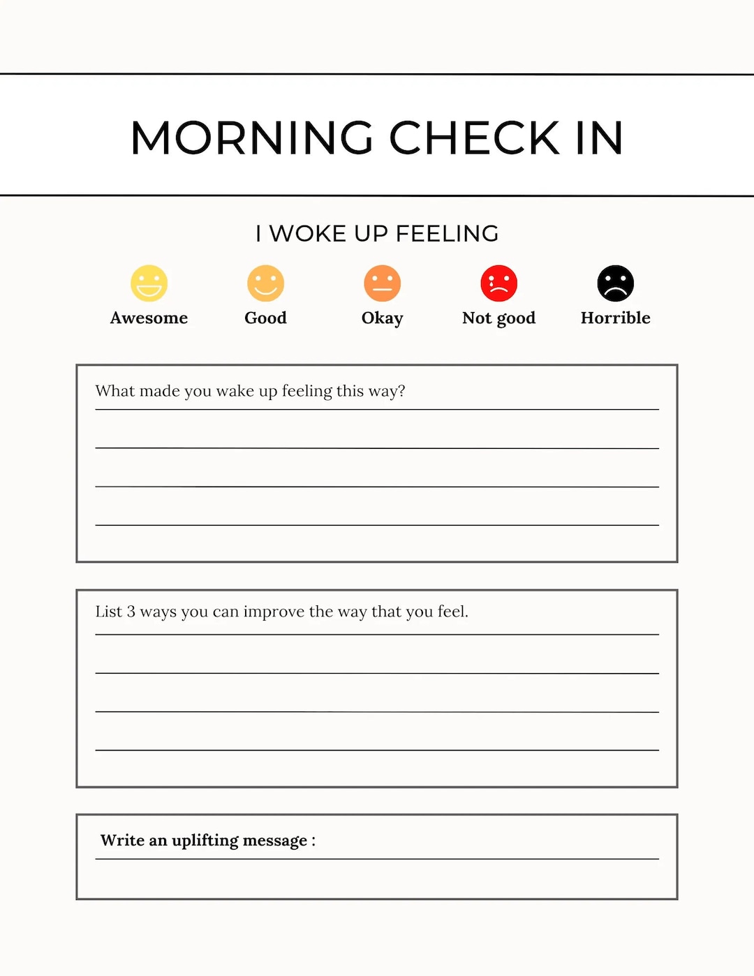 Morning & Night-time Check-ins for Mental Health. Digital Download. - Etsy