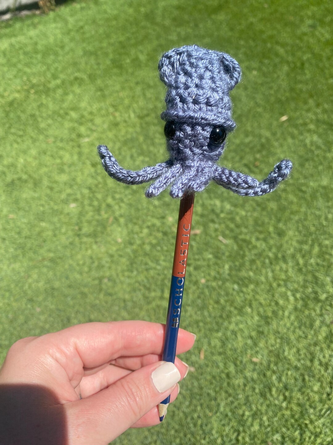 Mini Crochet Squid – Pocket Toy or Pencil Topper – Handmade Amigurumi ...