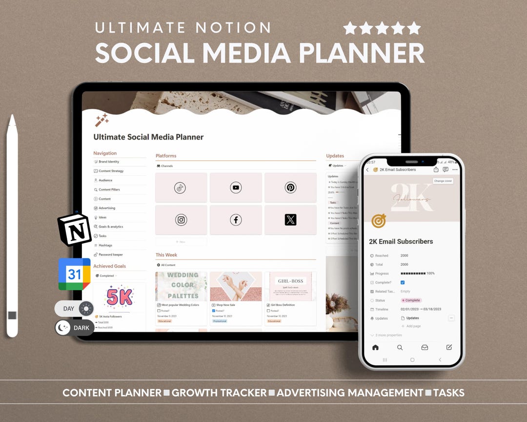 Social Media Content Planner Template Content Creator Planner Social ...