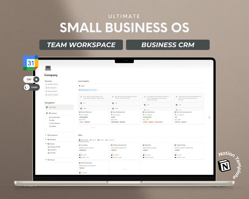 Notion Small Business OS Template Notion Planner Project Management Business Planner Notion ...