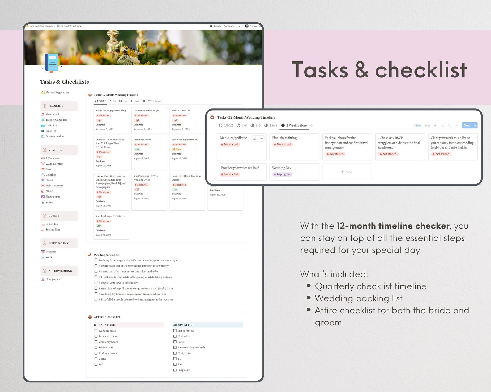 Wedding Planner Notion Template Wedding Program Planner Wedding ...