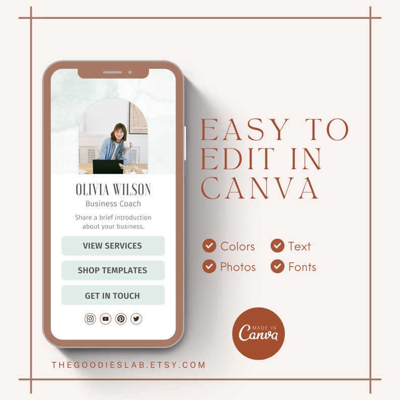 Link in Bio Template Canva Template Instagram Template Media - Etsy