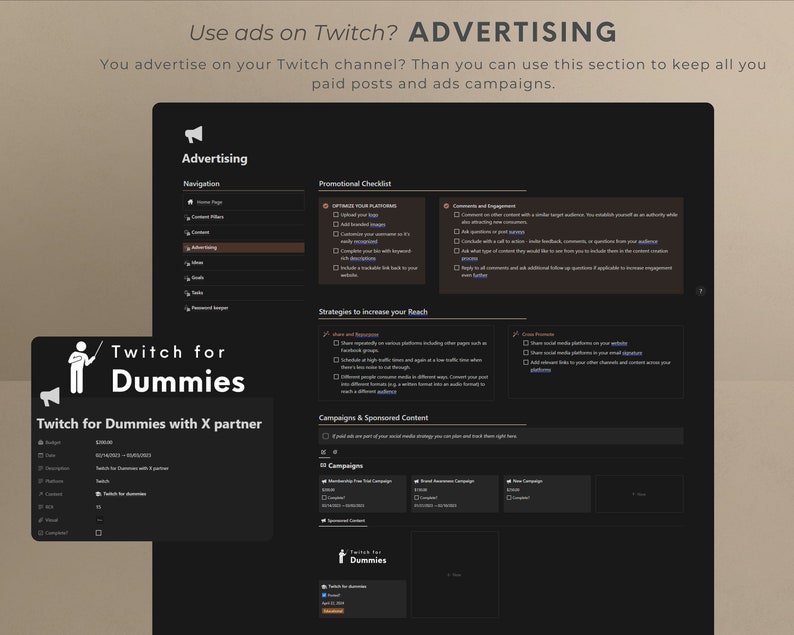Vtuber Schedule Notion Planner Twitch Content Planner Stream Schedule ...