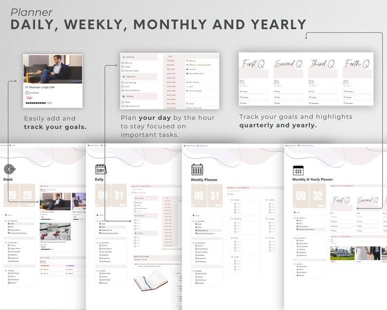 Academic Planner Notion Template University Student Planner College ...